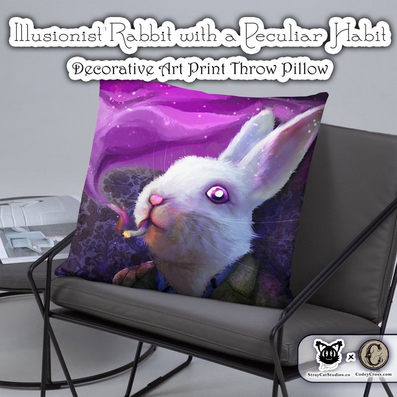 Illusionist Rabbit With a Peculiar Habit • Decorative Art Print Throw ...