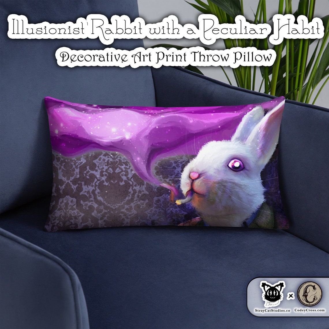 Illusionist Rabbit With a Peculiar Habit • Decorative Art Print Throw ...