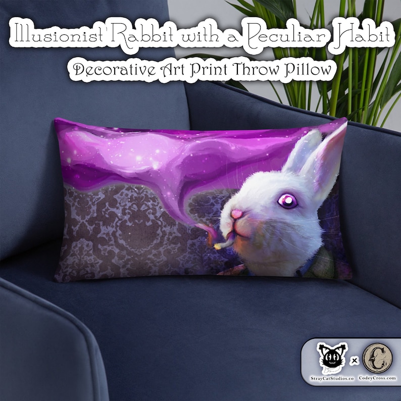 Illusionist Rabbit With a Peculiar Habit • Decorative Art Print Throw ...