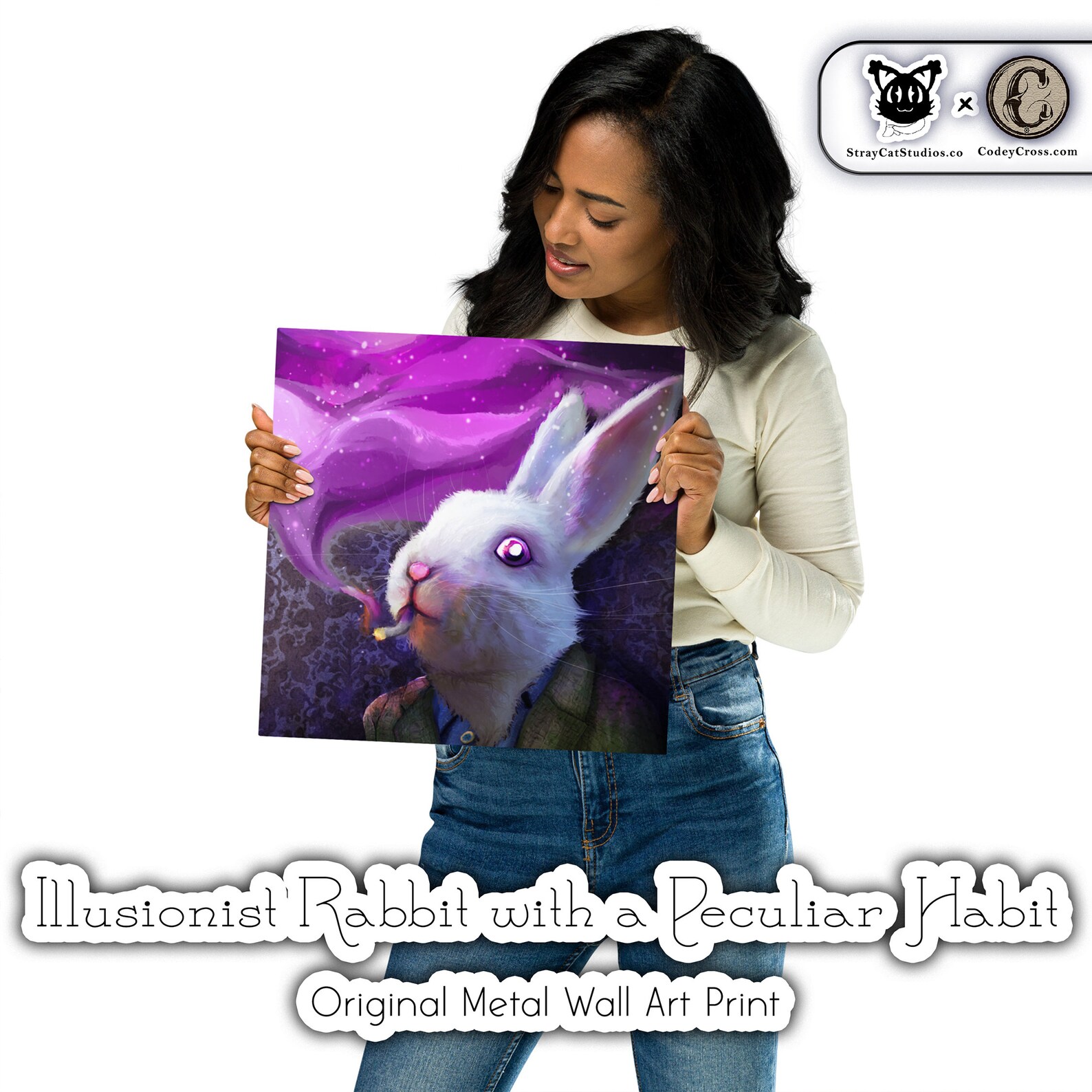 Illusionist Rabbit With a Peculiar Habit Original Metal Wall Art Print ...