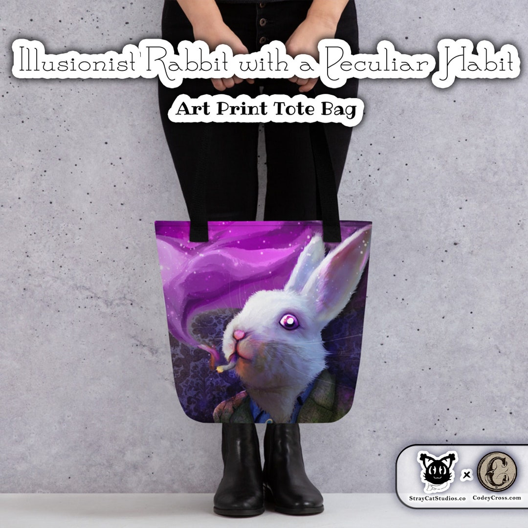 Illusionist Rabbit With a Peculiar Habit • Art Print Tote Bag • Fantasy ...