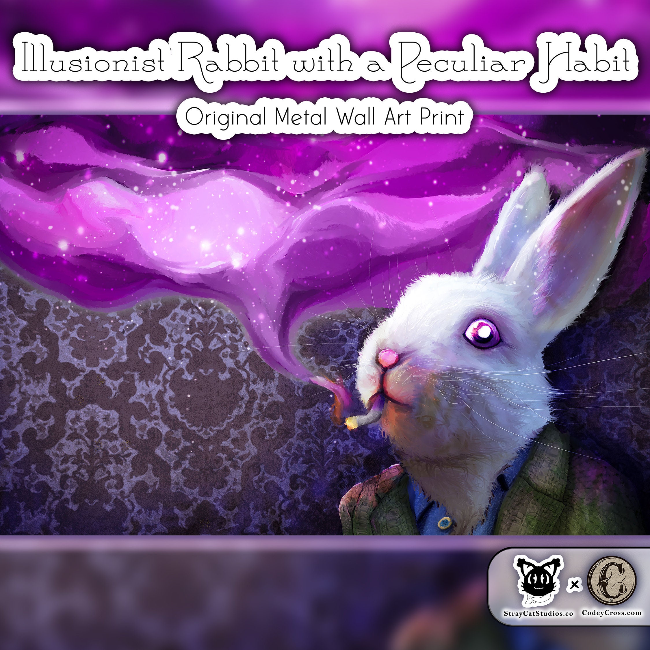 Illusionist Rabbit With a Peculiar Habit Original Metal Wall Art Print ...