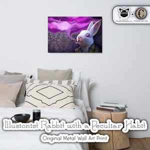 Illusionist Rabbit With a Peculiar Habit Original Metal Wall Art Print ...