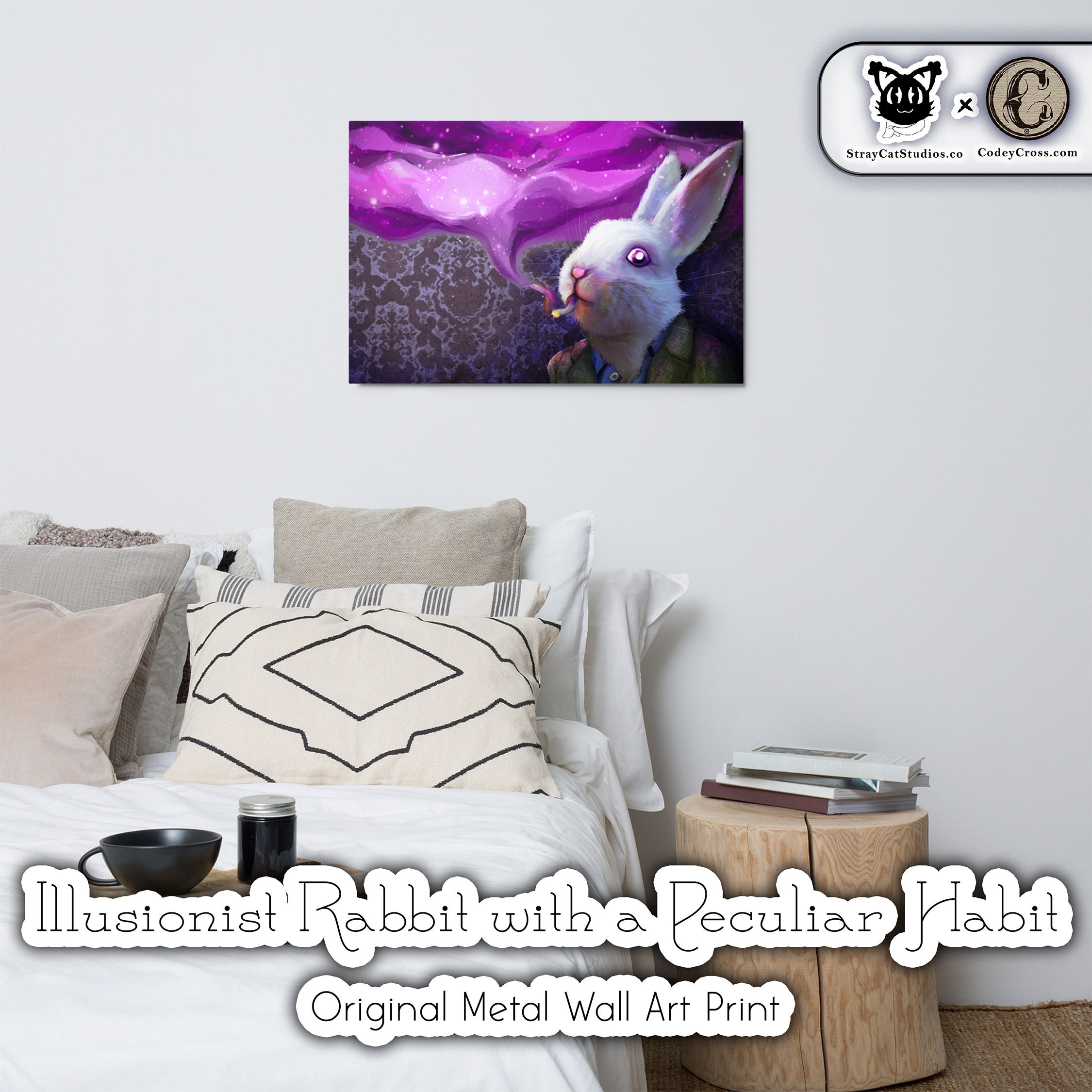 Illusionist Rabbit With a Peculiar Habit Original Metal Wall Art Print ...