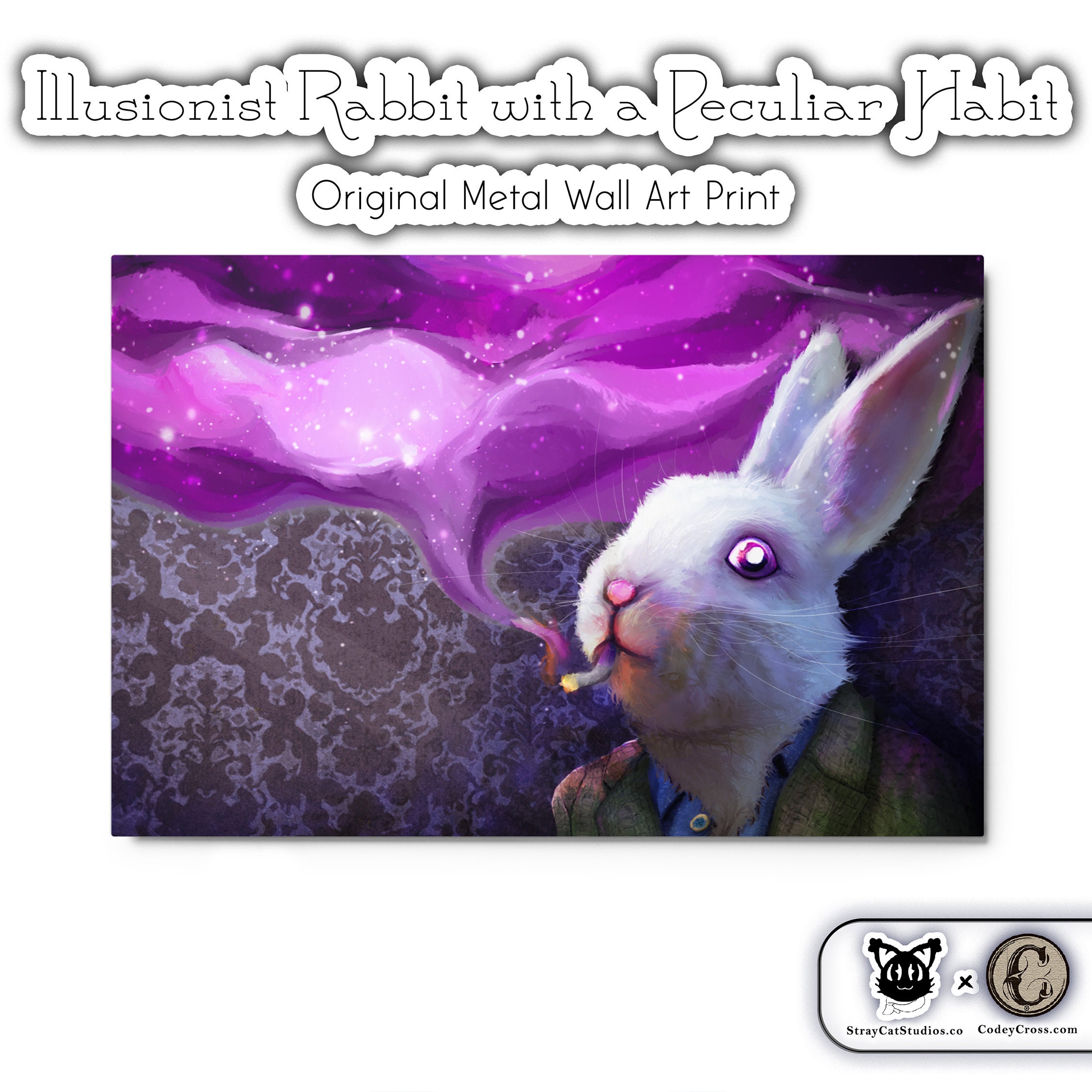 Illusionist Rabbit With a Peculiar Habit Original Metal Wall Art Print ...
