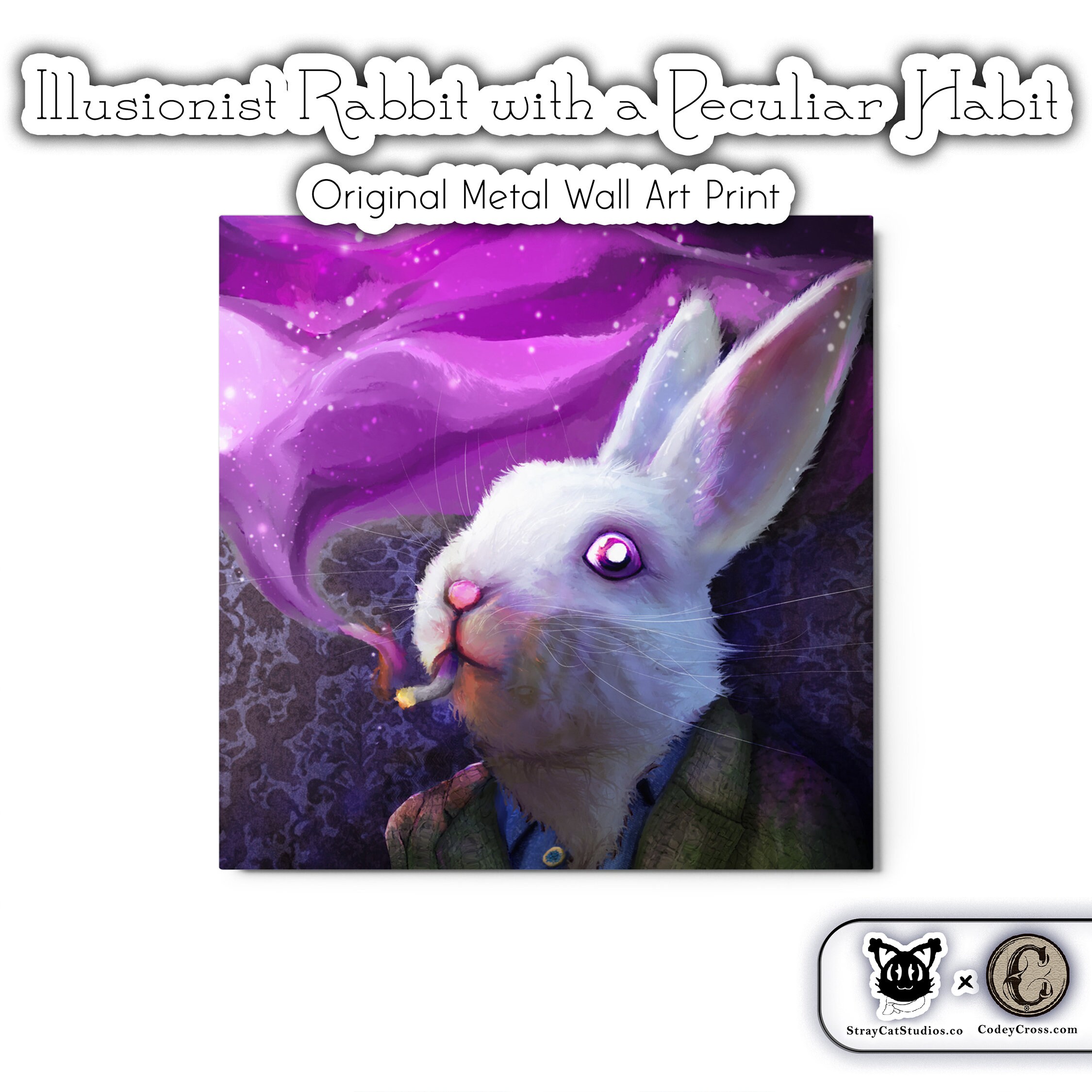 Illusionist Rabbit With a Peculiar Habit Original Metal Wall Art Print ...