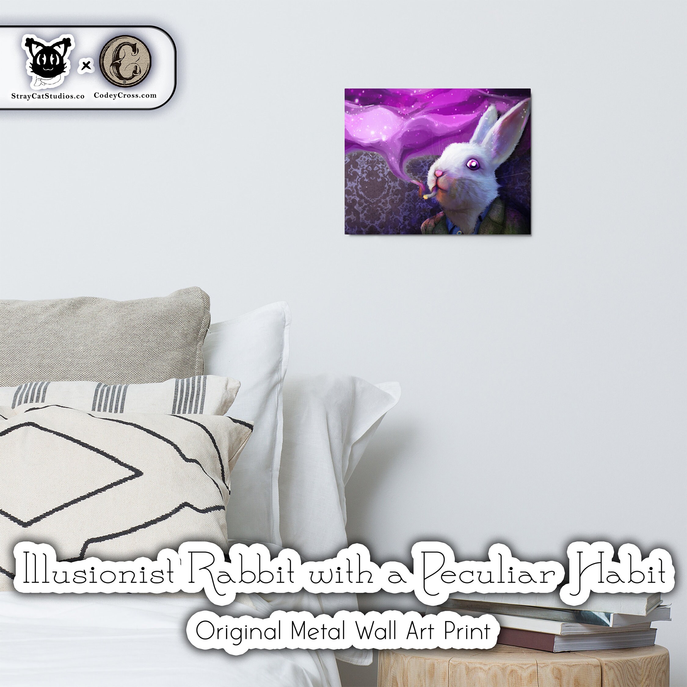 Illusionist Rabbit With a Peculiar Habit Original Metal Wall Art Print ...