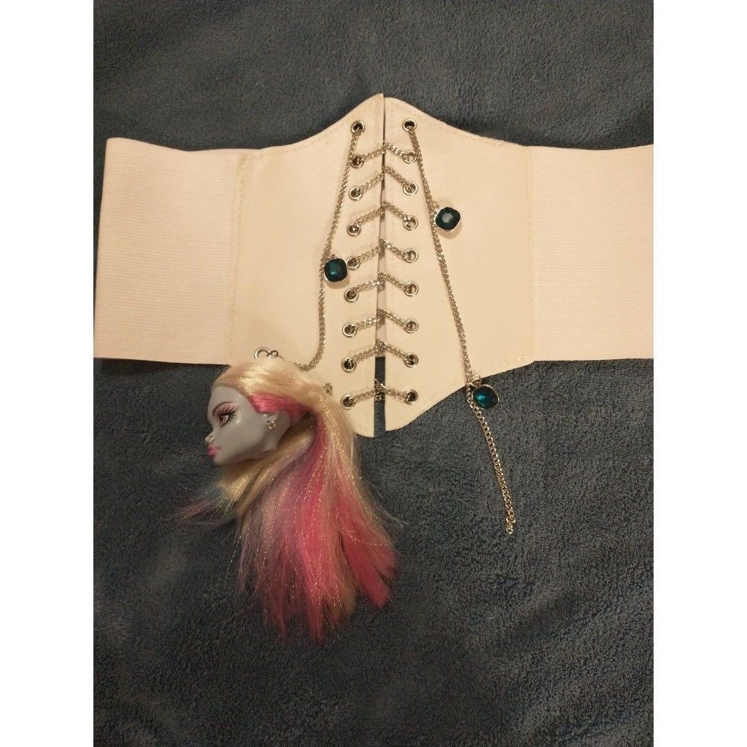 Corset Belt White Monster High Abbey Bominable Silver Chains Blue Gems ...