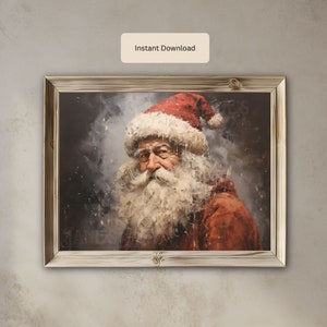 Printable Santa Claus Portrait Download, Rustic Vintage Christmas Wall ...