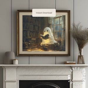 Book Lover Ghost Instant Download, Spooky Bookish Halloween Printable ...
