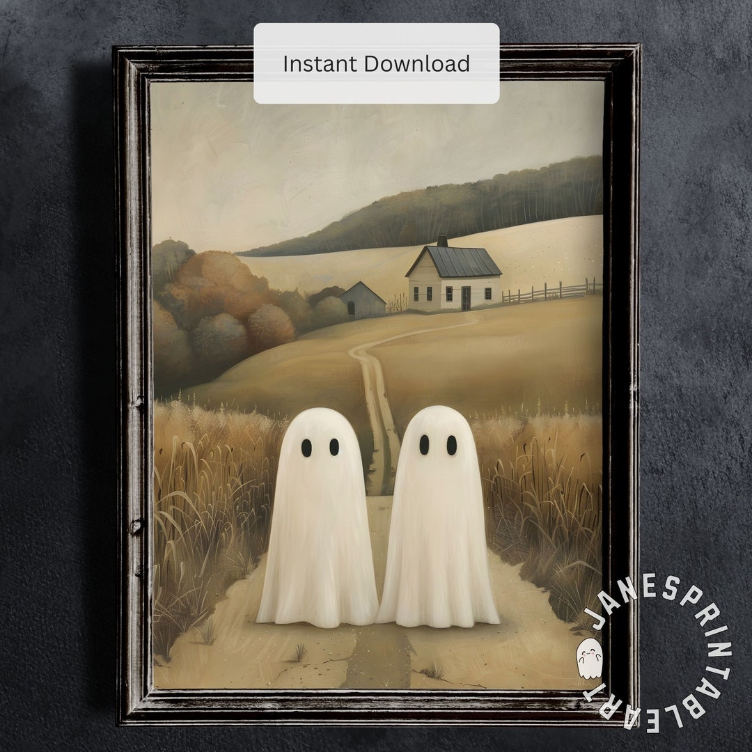 Ghost Couple Print Instant Download, Spooky Wall Art Dark Academia ...