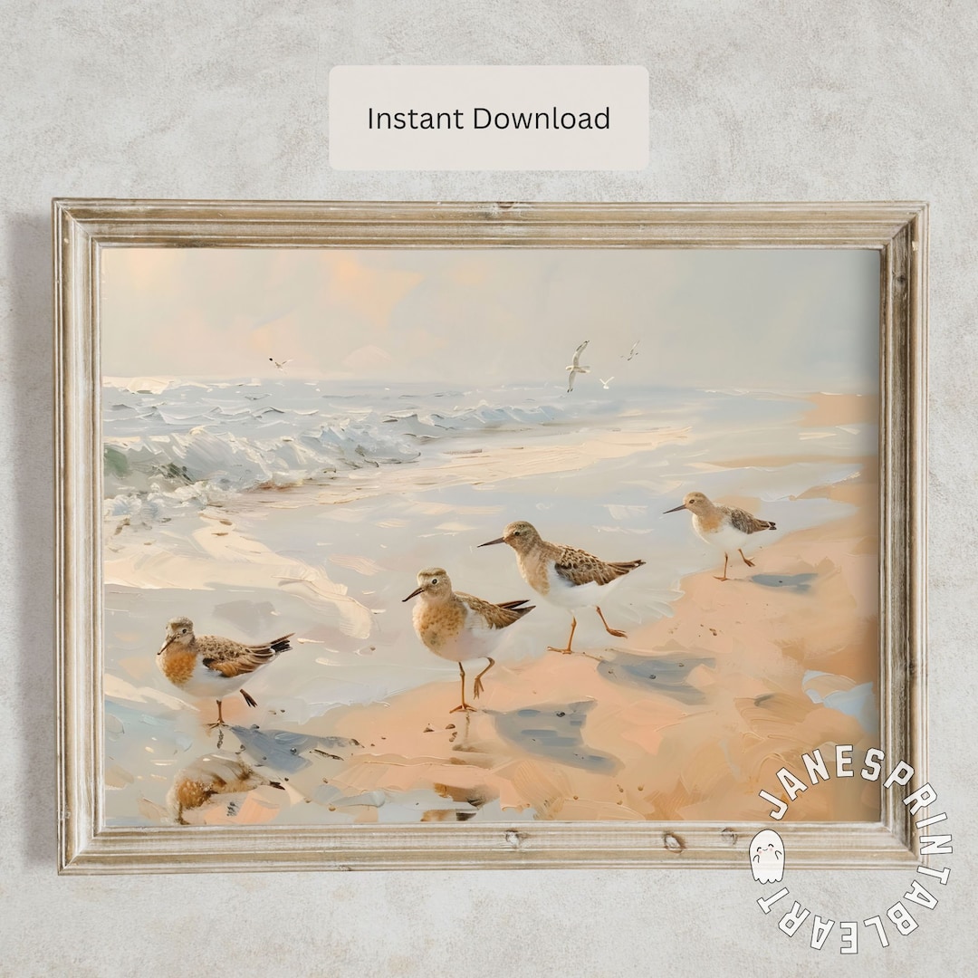 Sandpiper Art Print Download, Seaside Landscape Printable Wall Art ...