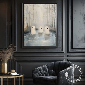 Spooky Cute Ghost Painting Digital Download, Pastel Blue Ghost ...