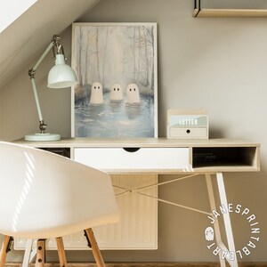 Spooky Cute Ghost Painting Digital Download, Pastel Blue Ghost ...