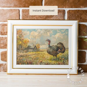 Thanksgiving Art Print Digital Download, Turkey Bird Printable Wall Art ...