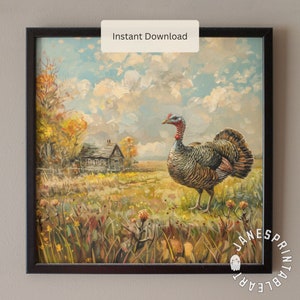 Thanksgiving Art Print Digital Download, Turkey Bird Printable Wall Art ...