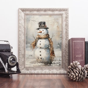 Rustic Snowman Printable Wall Art for Cozy Winter Holidays, Vintage ...