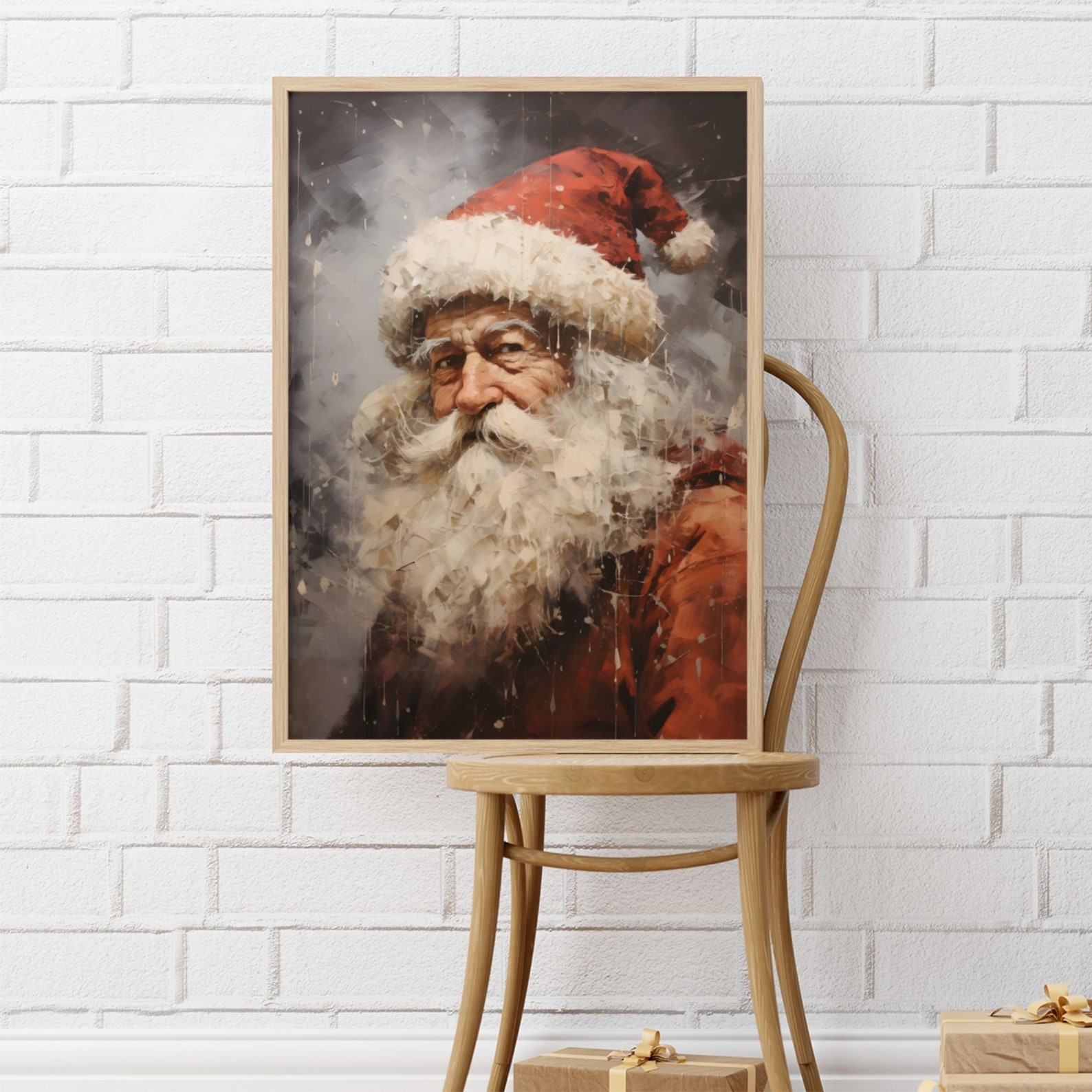 Printable Santa Claus Portrait Download, Rustic Vintage Christmas Wall ...