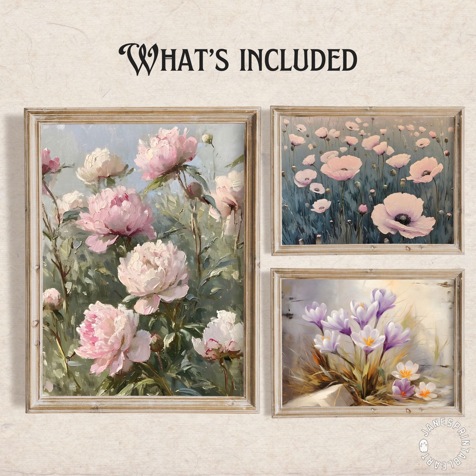 Spring Print Set of 12 Printable Wall Arts, Springtime Floral Wall ...