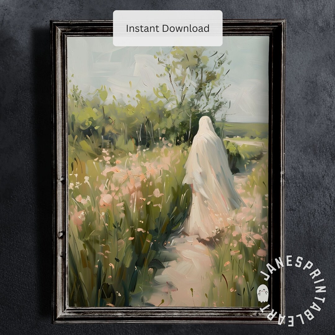 Spring Ghost Painting Digital Download, Ghost in Wildflowers Print ...