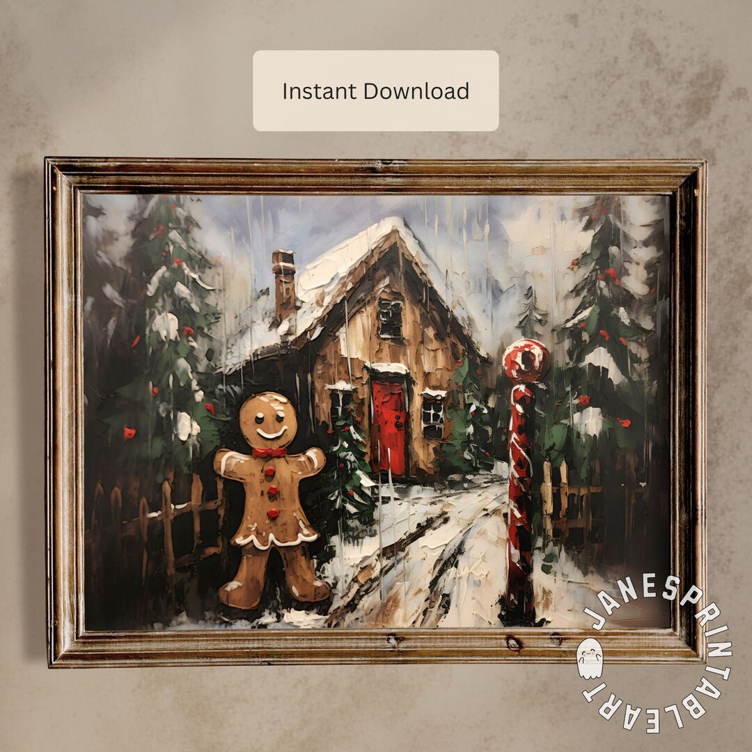 Rustic Gingerbread Artwork Digital Download, Holiday Season Festive ...
