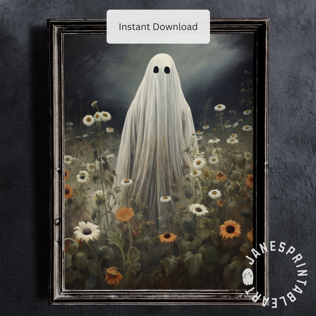 Ghost Flower Field Printable Digital Download, Horror Vintage Halloween ...