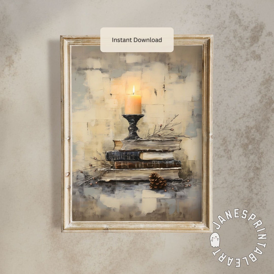 Bookish Christmas Printable Art Instant Download, Pastel Winter Season ...