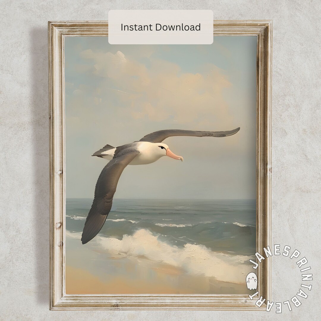 Albatross Bird Printable Wall Art, Vintage Seascape Print Digital ...