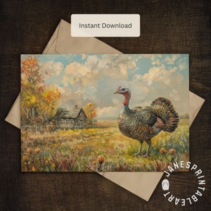 Thanksgiving Art Print Digital Download, Turkey Bird Printable Wall Art ...