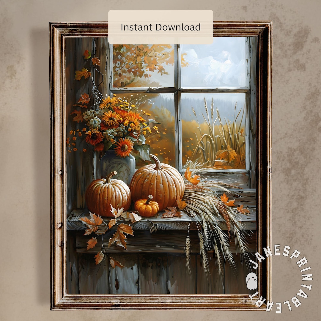 Harvest Still Life Download Printable Vintage Autumn Wall Painting ...
