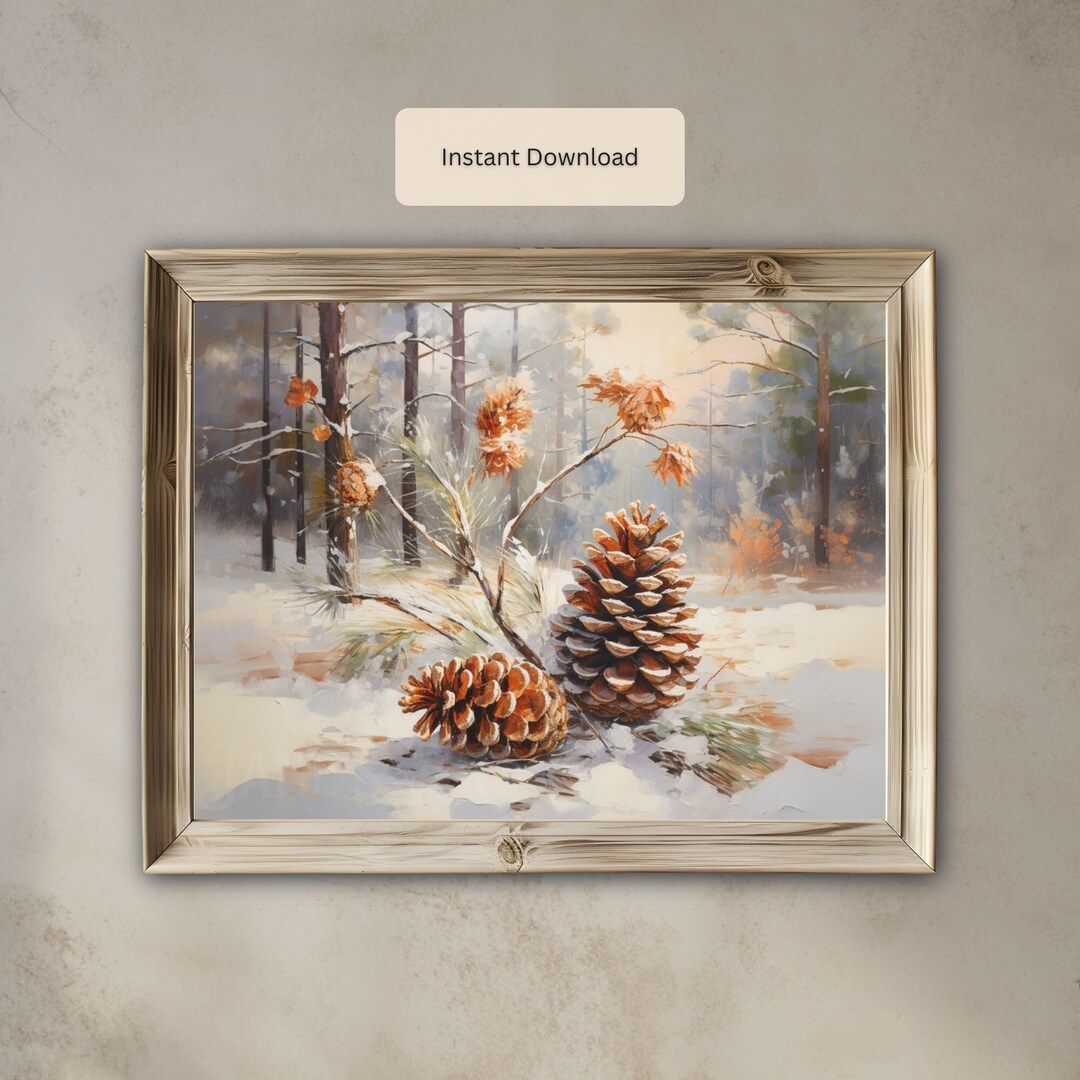 Christmas Pinecone Wall Art Digital Print to Download Elegant - Etsy