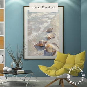 Vintage Seashell Print Digital Download, Coastal Wall Art Printable ...