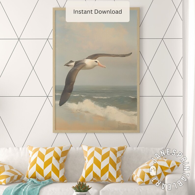 Albatross Bird Printable Wall Art, Vintage Seascape Print Digital ...