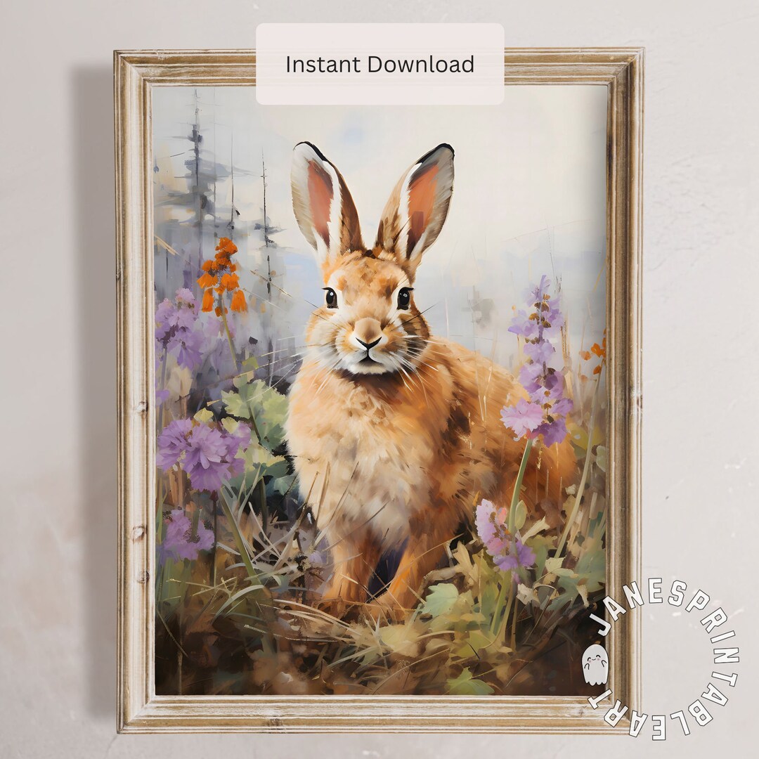 Cute Ginger Bunny Printable Wall Art, Easter Bunny Rabbit Print Spring ...