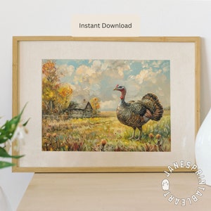 Thanksgiving Art Print Digital Download, Turkey Bird Printable Wall Art ...