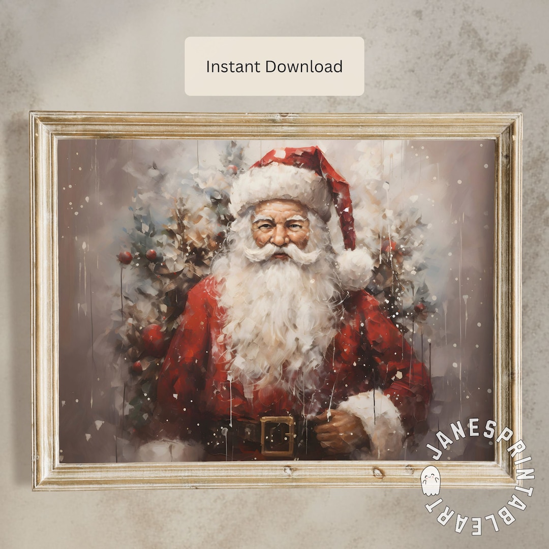 Printable Art Santa Clause Digital Download, Vintage Christmas Print ...