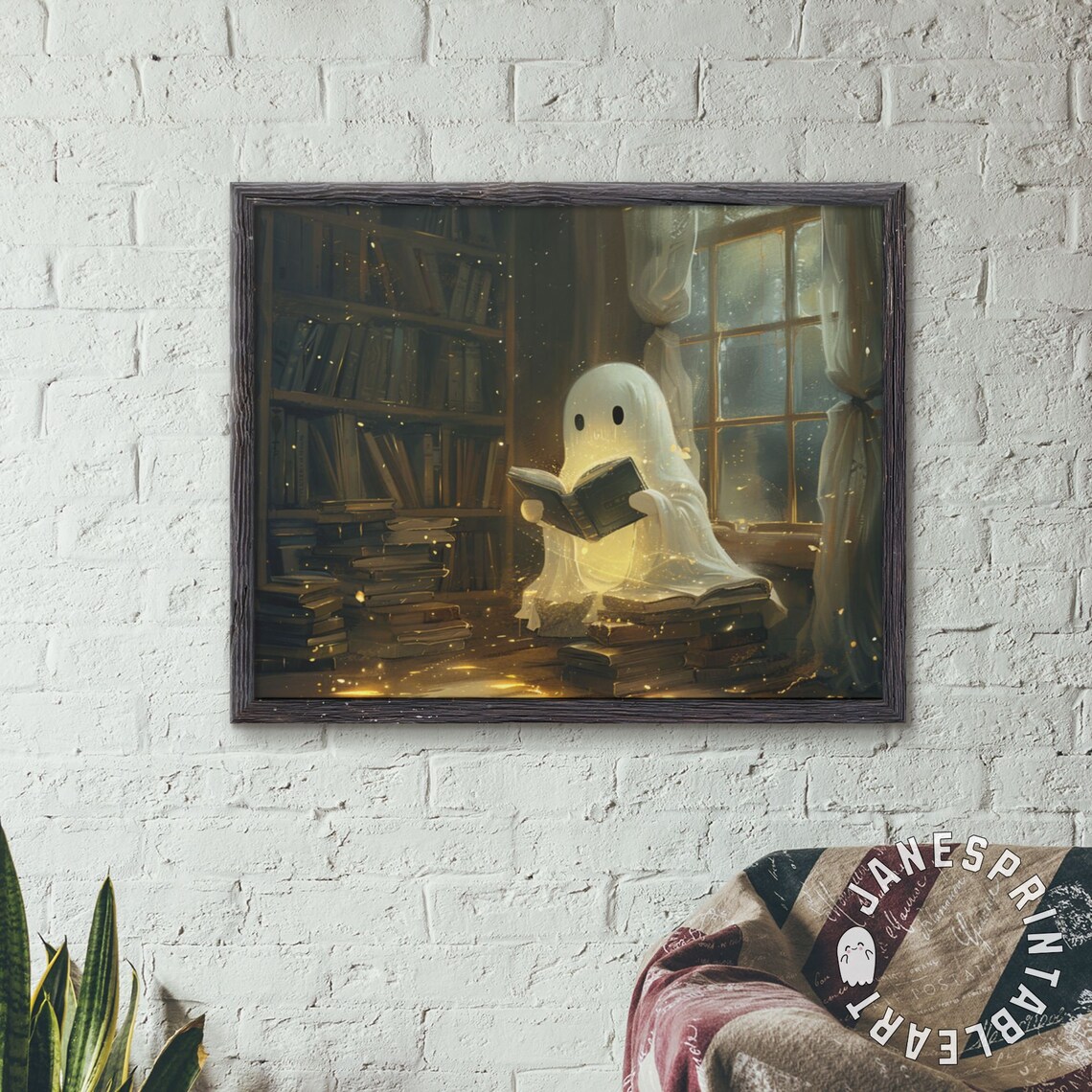 Book Lover Ghost Instant Download, Spooky Bookish Halloween Printable ...