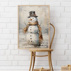 Rustic Snowman Printable Wall Art for Cozy Winter Holidays, Vintage ...