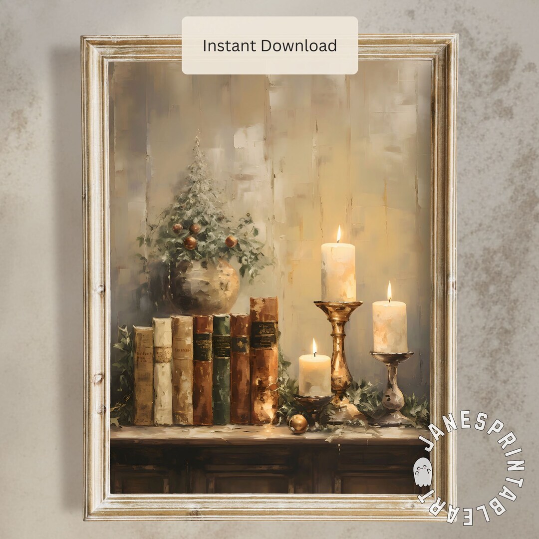 Winter Bookish Printable Wall Art, Cozy Xmas Book Print to Download ...