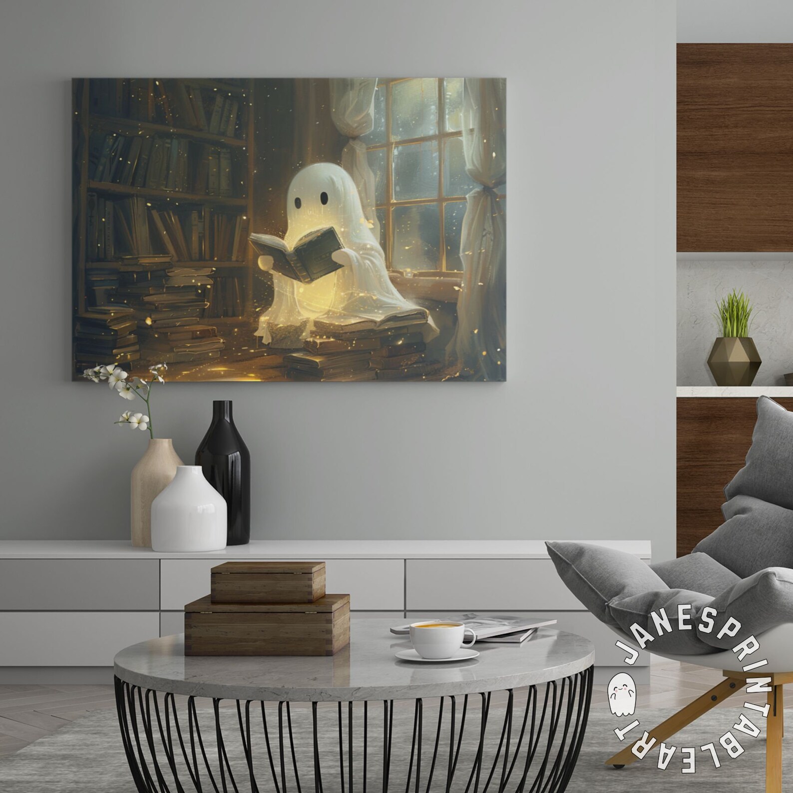 Book Lover Ghost Instant Download, Spooky Bookish Halloween Printable ...