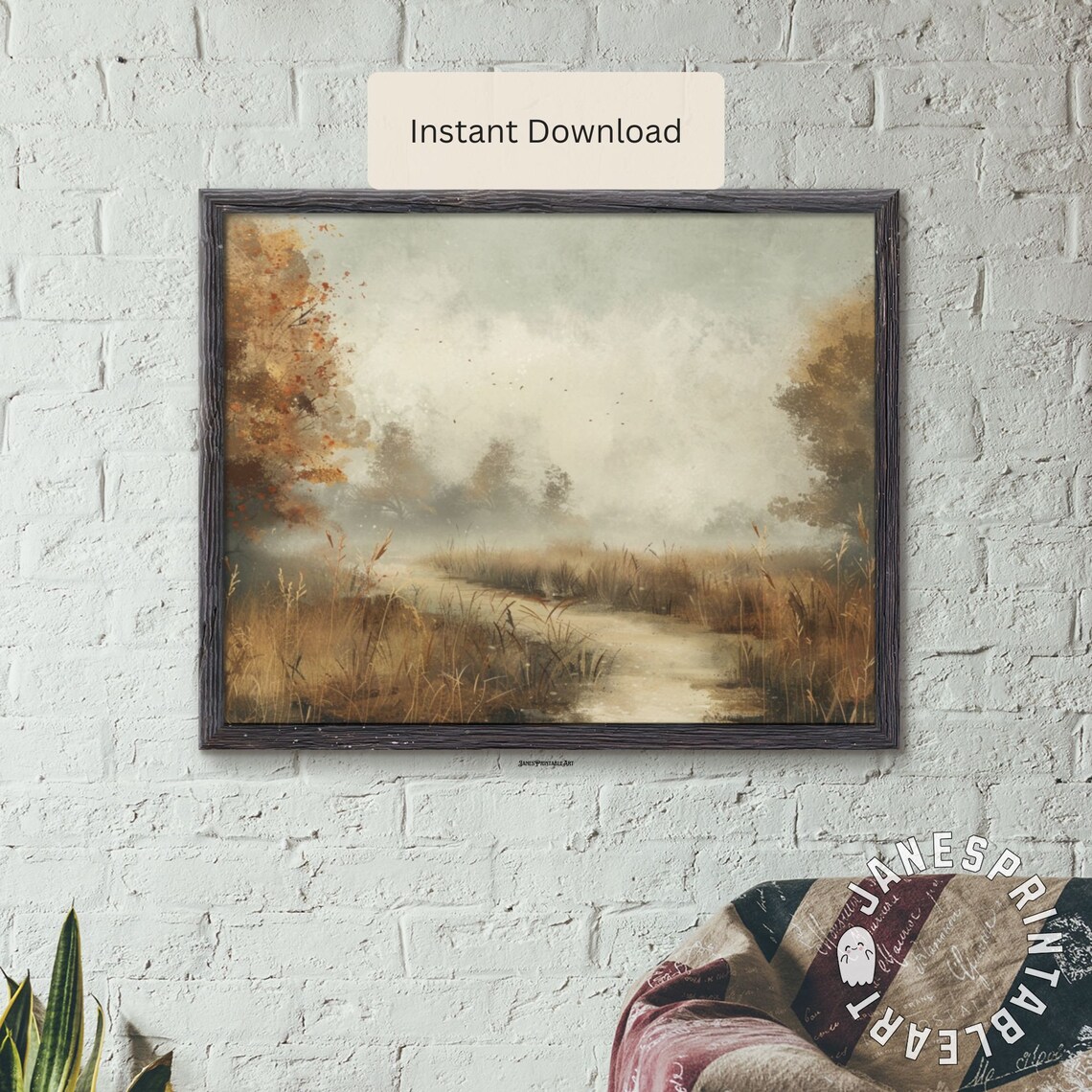 Fall Moody Art Print Digital Download, Muted Tones Autumn Field Picture ...