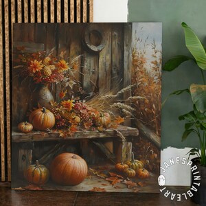 Fall Harvest Print Digital Download, Country Still Life With Pumpkins ...