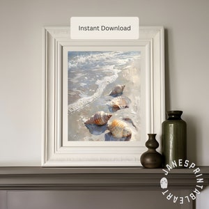 Vintage Seashell Print Digital Download, Coastal Wall Art Printable ...