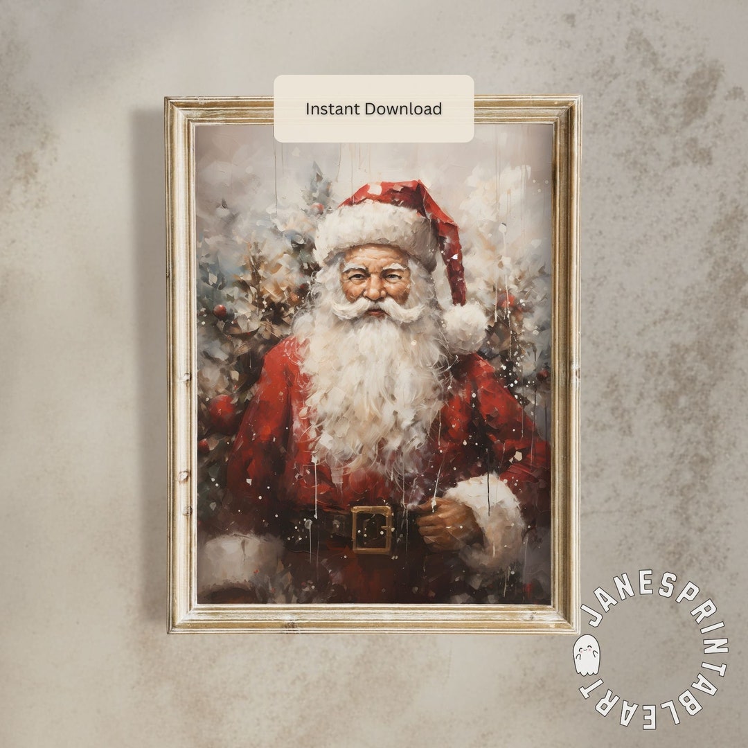 Printable Art Santa Clause Digital Download, Vintage Christmas Print ...