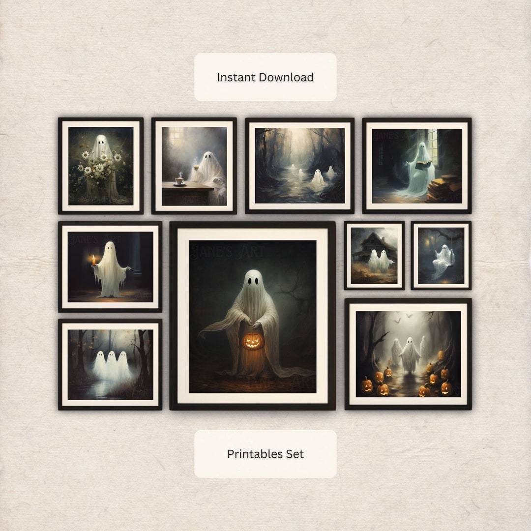 Vintage Halloween Printable Set Instant Download, Spooky Wall Art ...