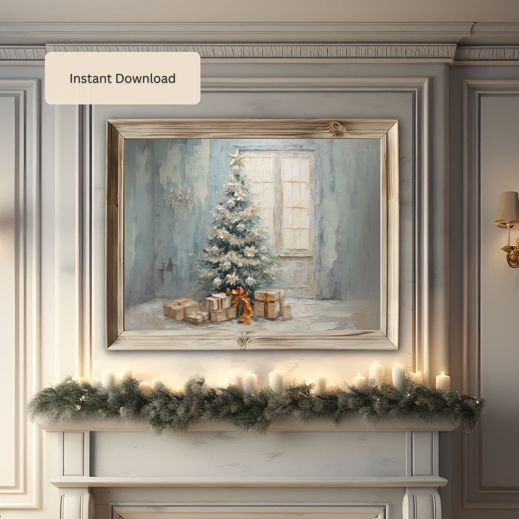 Pastel Christmas Tree Printable Wall Art Digital Download, Vintage ...