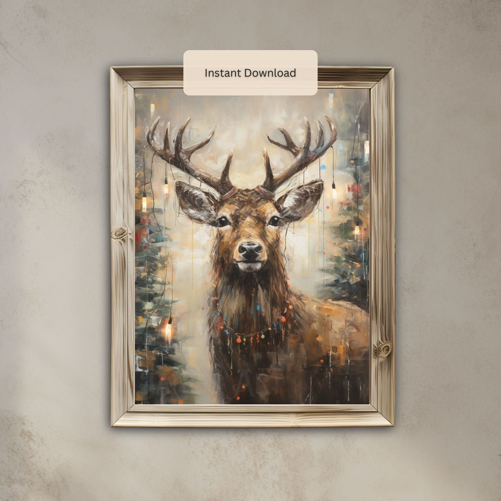 Christmas Reindeer Printable Wall Art Digital Download, Earthly Tones ...