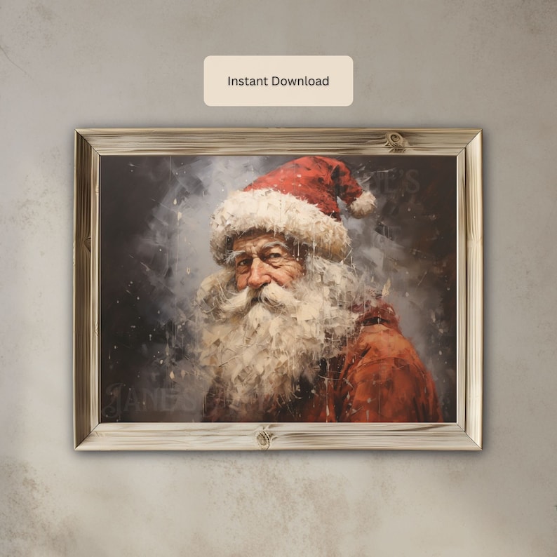 Printable Santa Claus Portrait Download, Rustic Vintage Christmas Wall ...