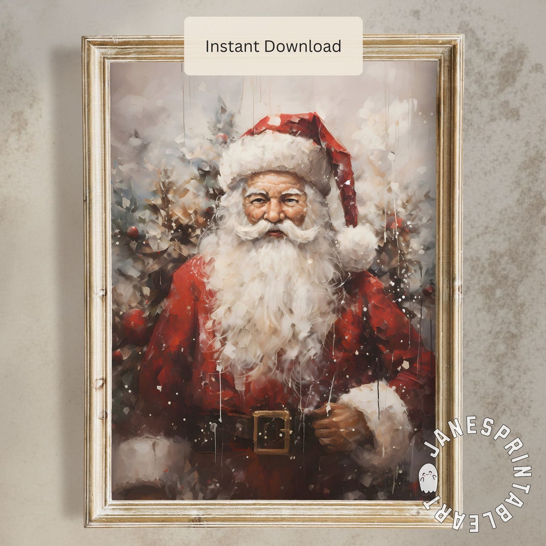 Printable Art Santa Clause Digital Download, Vintage Christmas Print ...
