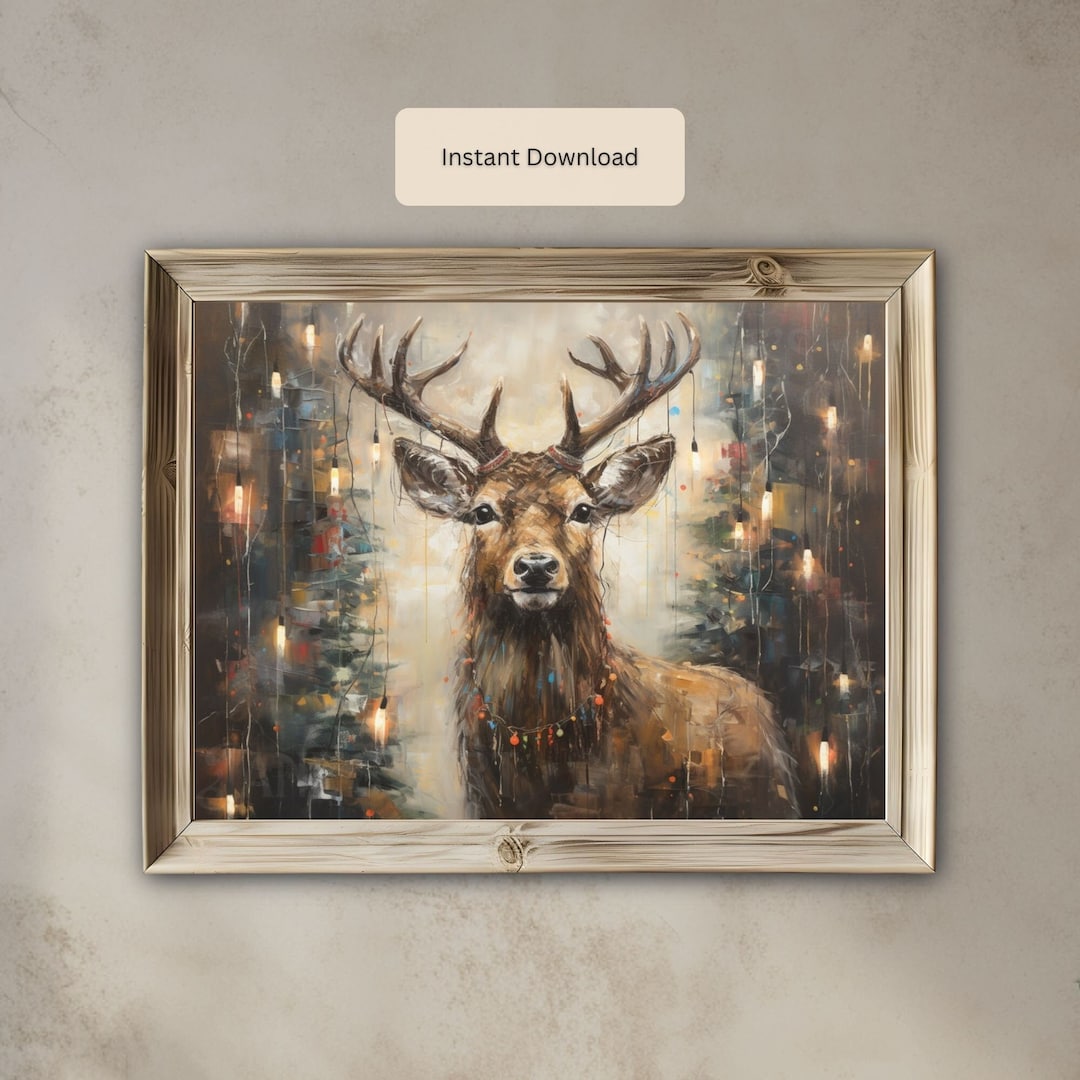 Christmas Reindeer Printable Wall Art Digital Download, Earthly Tones ...
